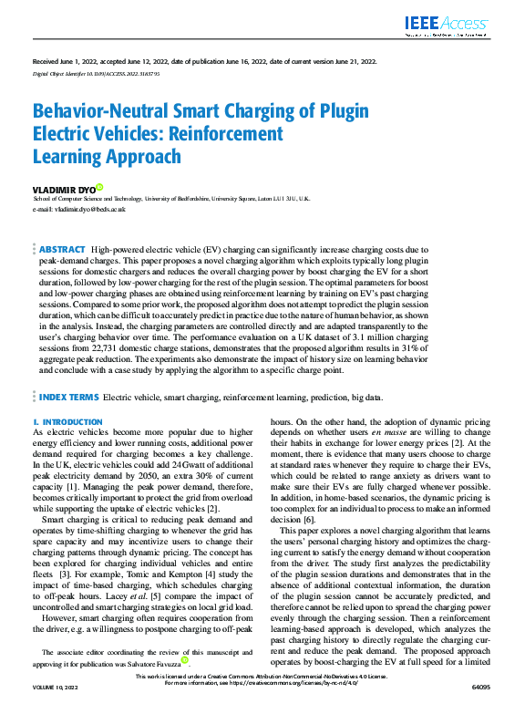 (PDF) Behavior-Neutral Smart Charging of Plugin Electric Vehicles ...