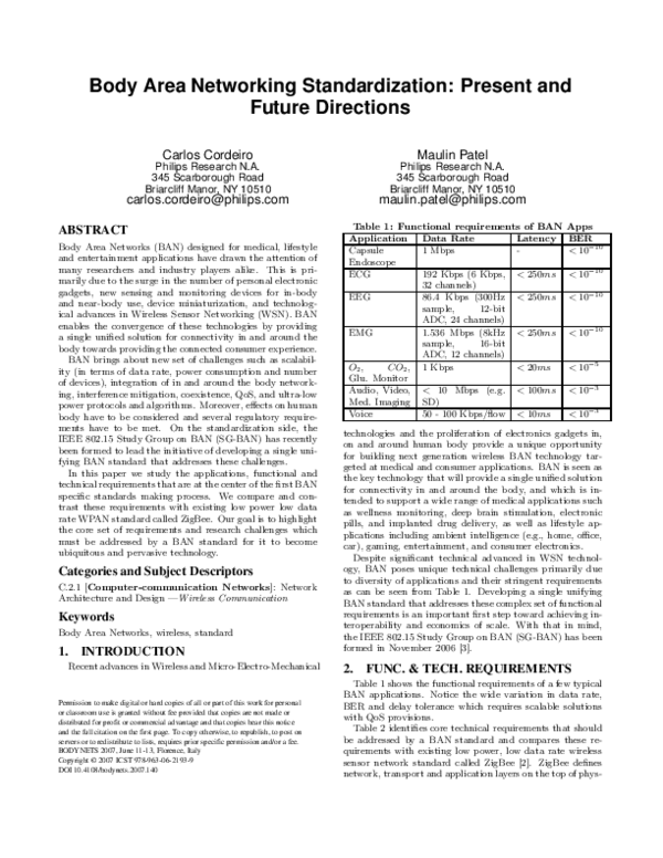 (PDF) Body area networking standardization: present and future directions