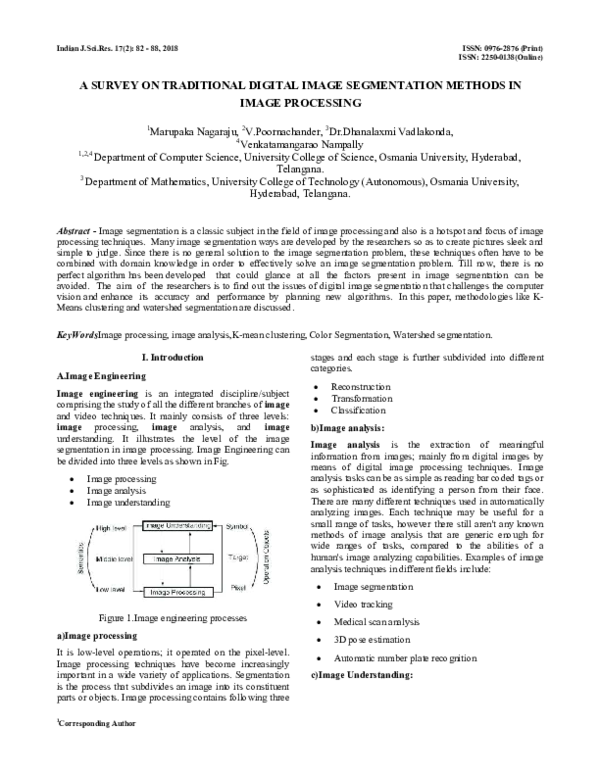 Pdf A Survey On Traditional Digital Image Segmentation Methods In Image Processing 0905
