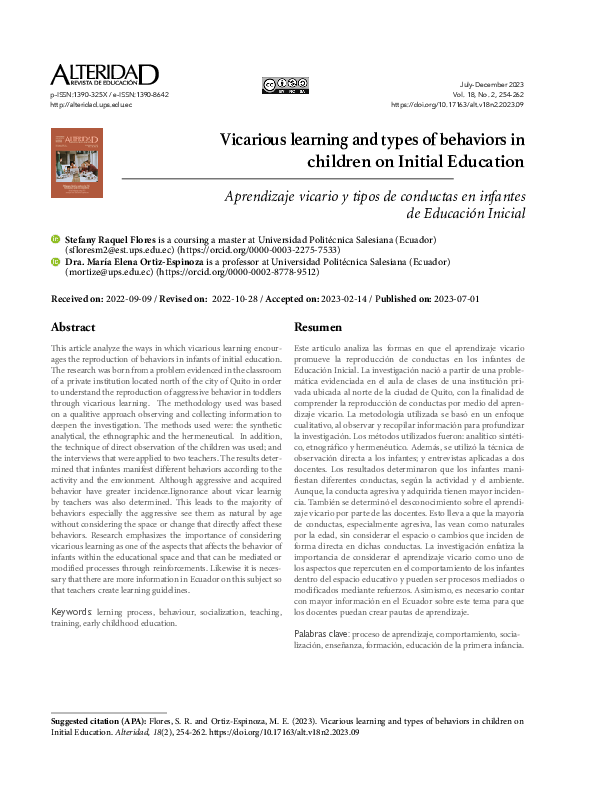 (PDF) Vicarious learning and types of behaviors in children on Initial ...