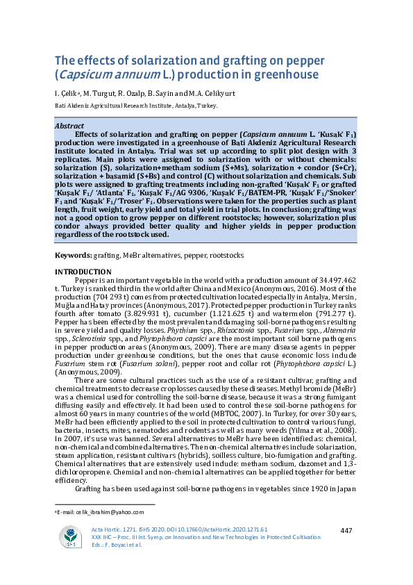 (PDF) The effects of solarization and grafting on pepper (Capsicum ...