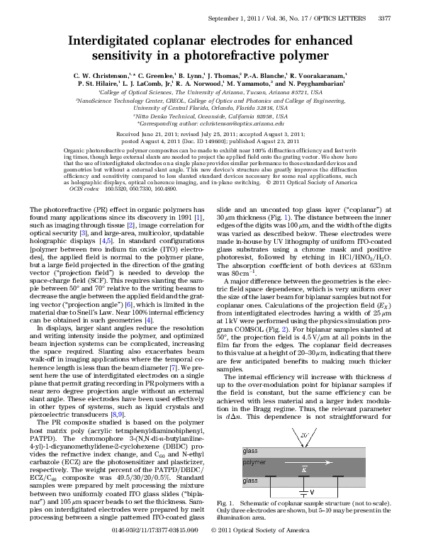 (PDF) Interdigitated coplanar electrodes for enhanced sensitivity in a ...