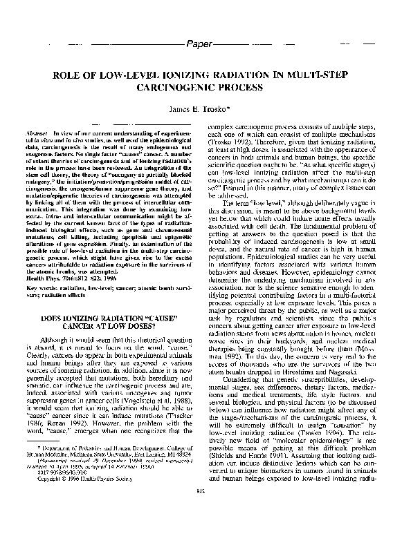 (PDF) Role of Low-Level Ionizing Radiation in Multi-Step Carcinogenic ...