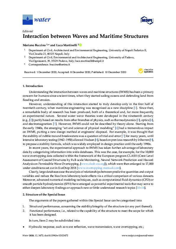 (PDF) Interaction between Waves and Maritime Structures