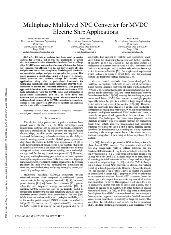 (PDF) Multiphase Multilevel NPC Converter for MVDC Electric Ship ...