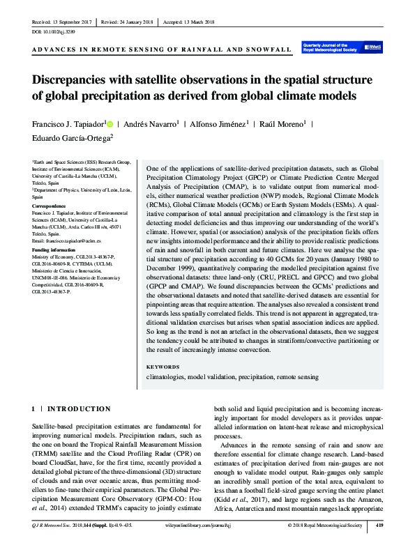 (PDF) Discrepancies with satellite observations in the spatial structure of global precipitation ...