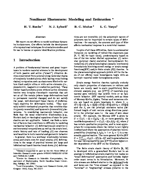 (PDF) Nonlinear Elastomers: Modeling and Estimation