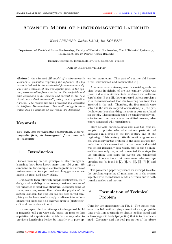 (PDF) Advanced Model of Electromagnetic Launcher