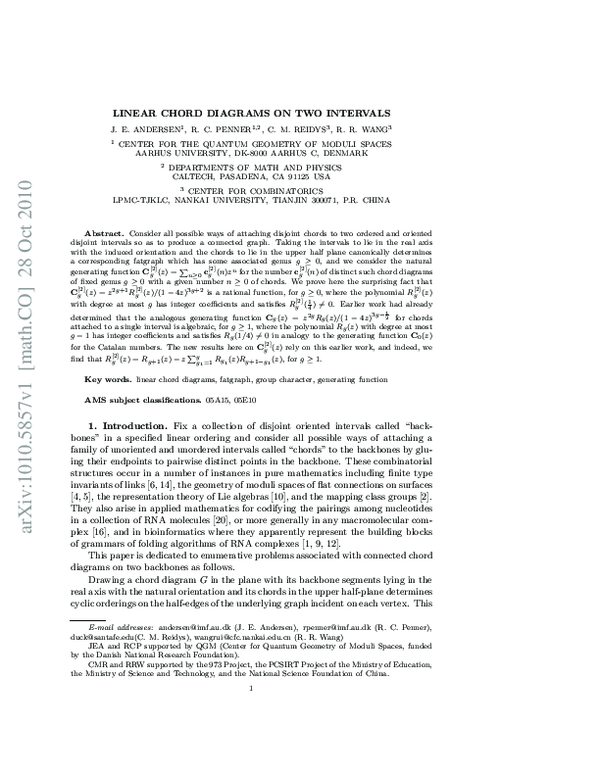 (PDF) Linear chord diagrams on two intervals