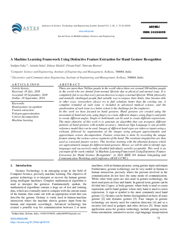 Pdf A Machine Learning Framework Using Distinctive Feature Extraction 3489