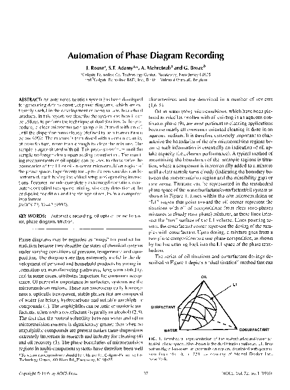 (PDF) Automation of phase diagram recording | Guy Broze - Academia.edu