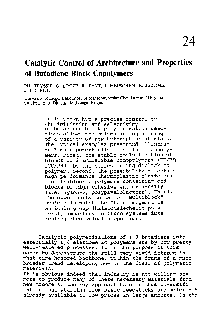 (PDF) Catalytic Control of Architecture and Properties of Butadiene ...