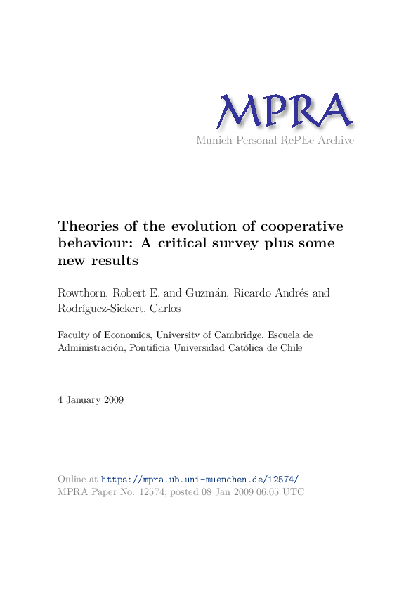 (PDF) Theories of the evolution of cooperative behaviour: A critical ...