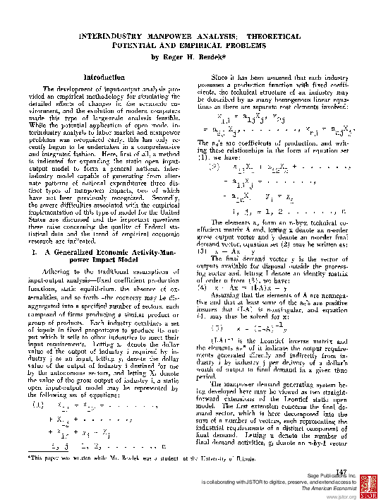 (PDF) Interindustry Manpower Analysis: Theoretical Potential and ...