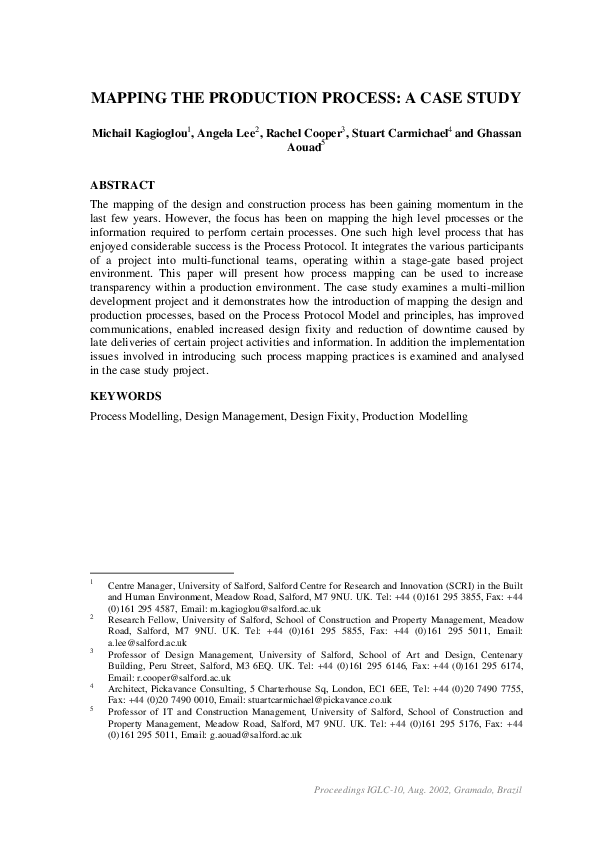 (PDF) Mapping the production process: a case study