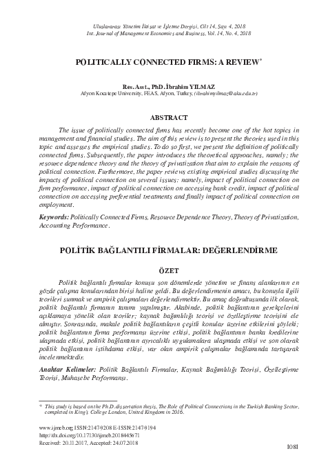 Pdf Politically Connected Firms A Review 8728