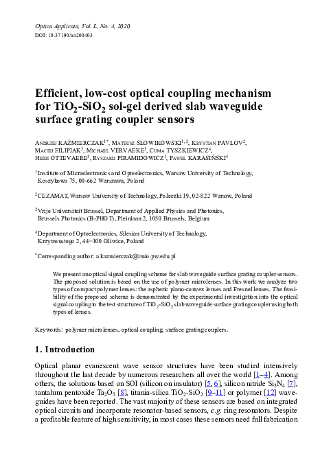 (PDF) Efficient, low-cost optical coupling mechanism for TiO2-SiO2 sol-gel derived slab ...