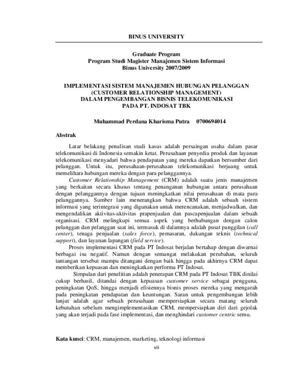 (PDF) Implementasi Sistem Manajemen Hubungan Pelanggan (Customer Relationship Management) Dalam ...