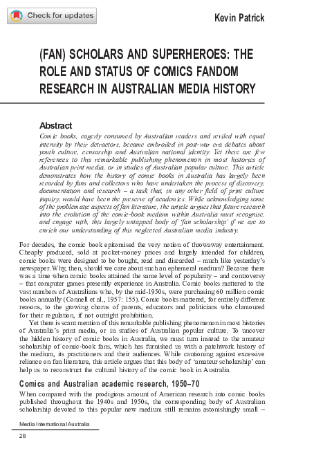 (PDF) (FAN) Scholars and Superheroes: The Role and Status of Comics ...