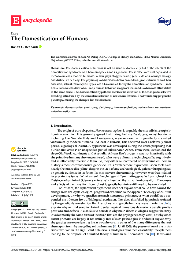 (PDF) The Domestication of Humans