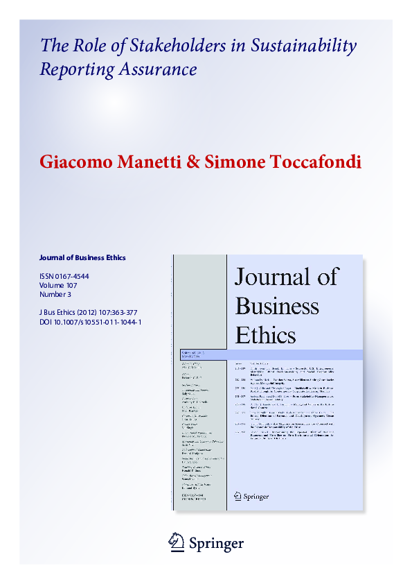 (PDF) The Role of Stakeholders in Sustainability Reporting Assurance