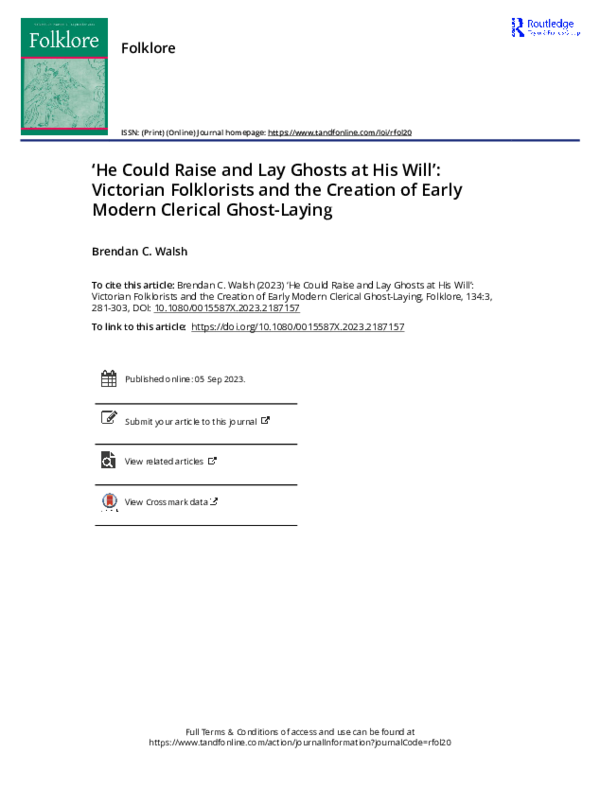 'He Could Raise and Lay Ghosts at His Will': Victorian Folklorists and ...