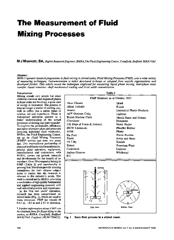 (PDF) The measurement of fluid mixing processes