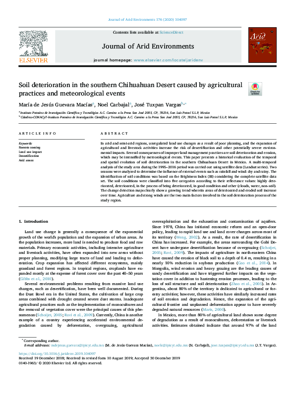 (PDF) Soil deterioration in the southern Chihuahuan Desert caused by ...