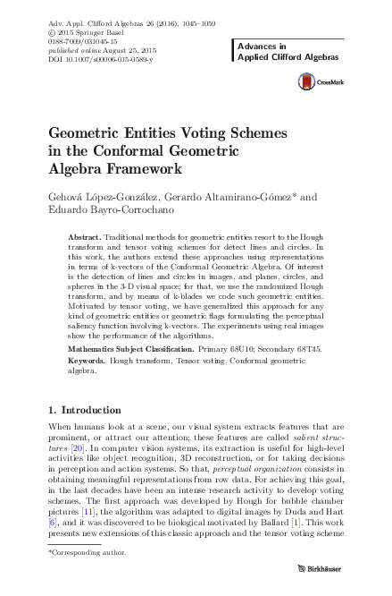 (PDF) Geometric Entities Voting Schemes in the Conformal Geometric Algebra Framework