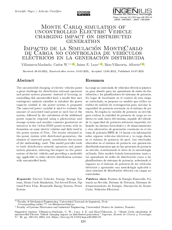(PDF) Monte Carlo simulation of uncontrolled Electric Vehicle charging ...