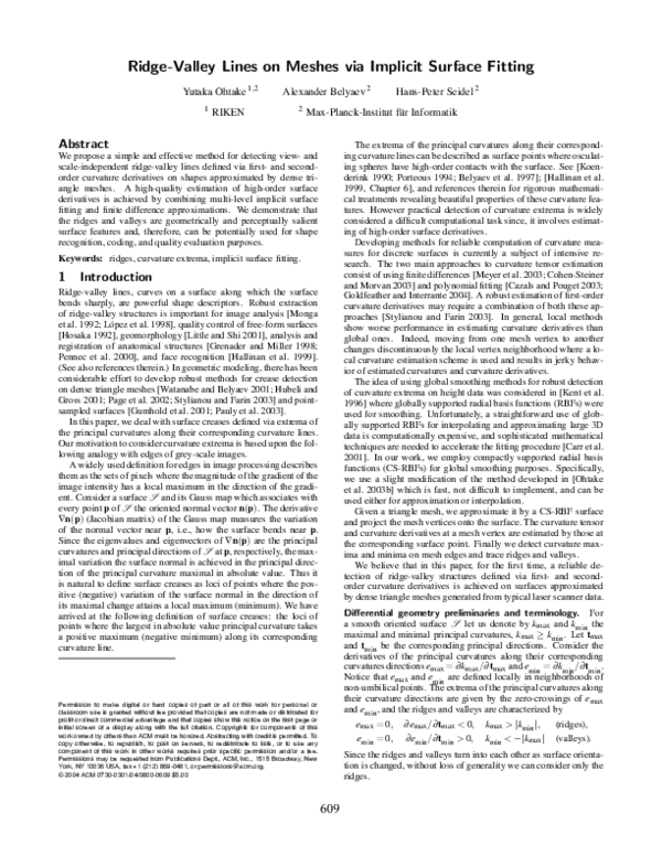 (PDF) Ridge-valley lines on meshes via implicit surface fitting