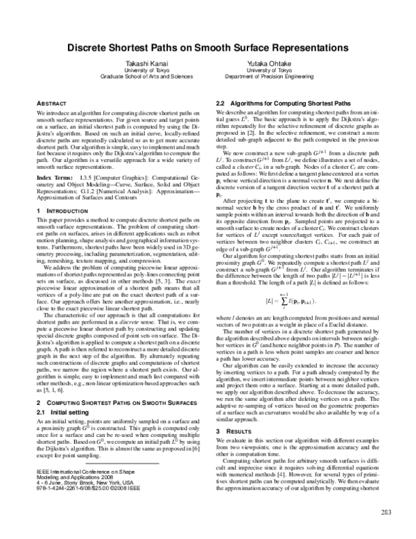 (PDF) Discrete shortest paths on smooth surface representations