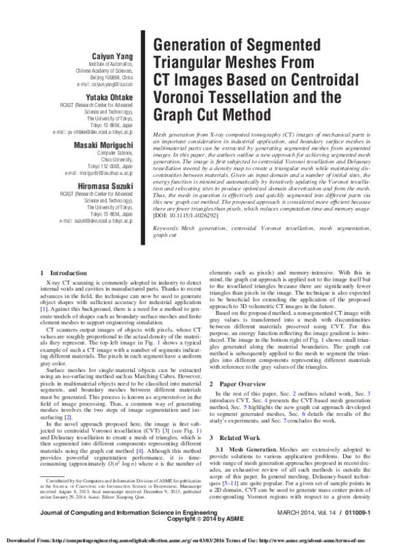 Pdf Generation Of Segmented Triangular Meshes From Ct Images Based On