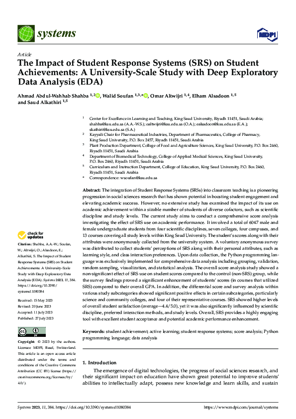 (PDF) The Impact of Student Response Systems (SRS) on Student Achievements: A University-Scale ...