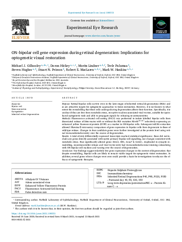 (PDF) ON-bipolar cell gene expression during retinal degeneration ...