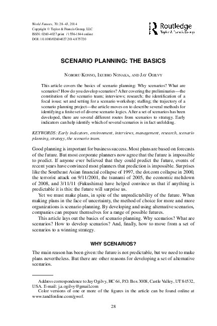 (PDF) Scenario Planning: The Basics