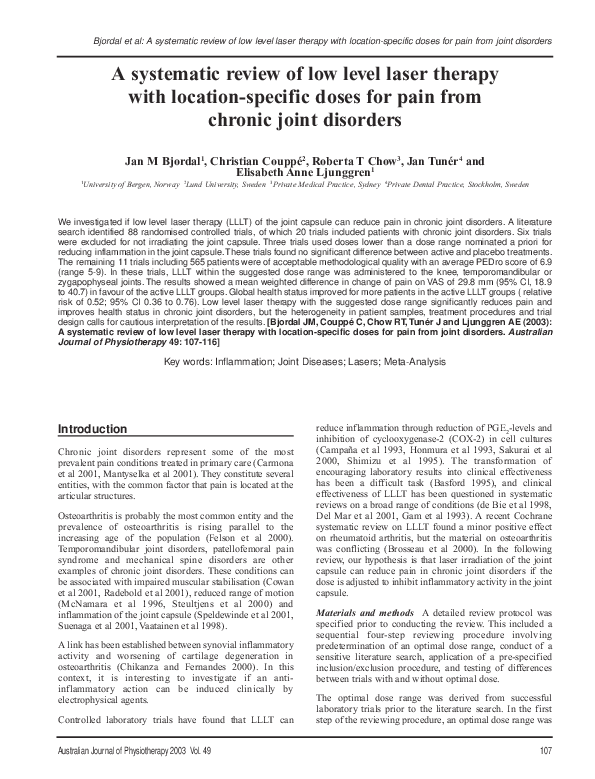 (PDF) A systematic review of low level laser therapy with location ...