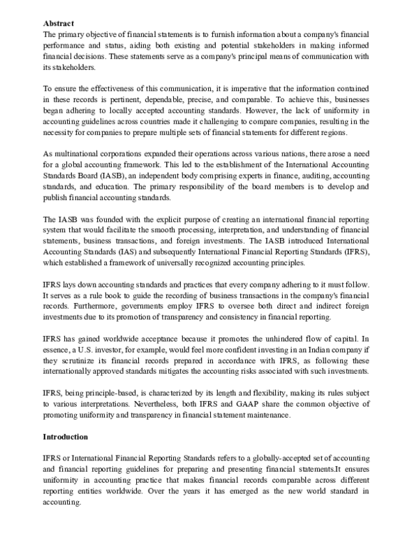 (DOC) Impact of IFRS on Financial Statement Preparation