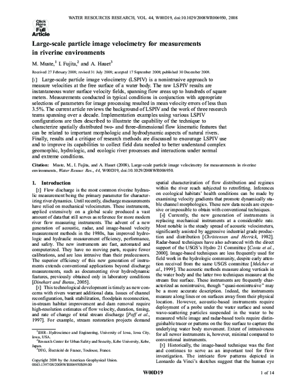 (PDF) Large-scale particle image velocimetry for measurements in riverine environments
