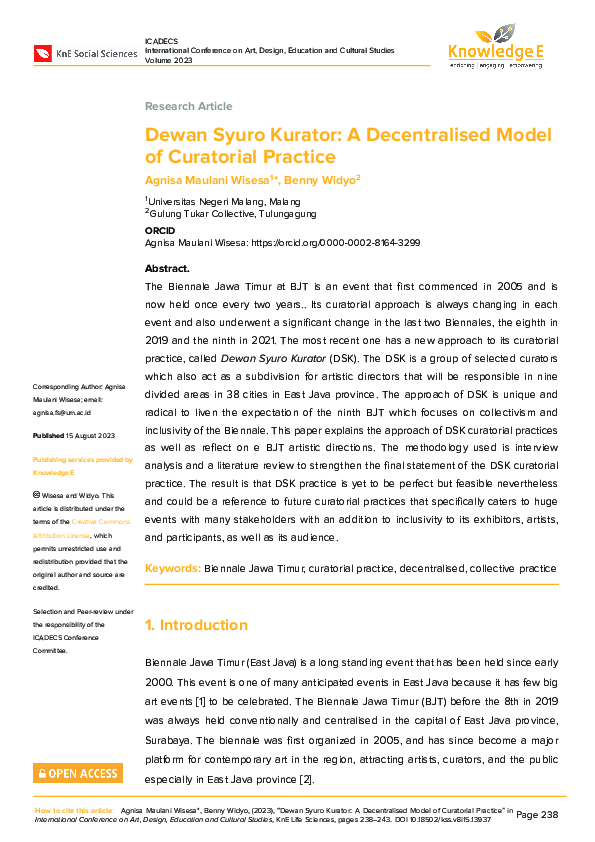 (PDF) Dewan Syuro Kurator: A Decentralised Model of Curatorial Practice