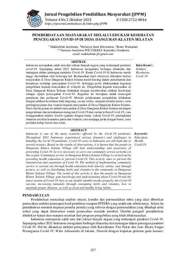 (PDF) PEMBERDAYAAN MASYARAKAT MELALUI EDUKASI KESEHATAN PENCEGAHAN ...