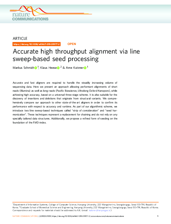(PDF) Accurate high throughput alignment via line sweep-based seed processing