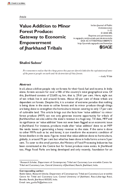 (PDF) Value Addition to Minor Forest Produce: Gateway to Economic ...