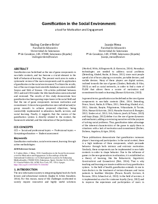 (PDF) Gamification in the Social Environment