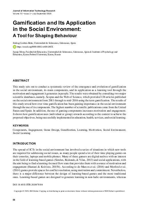(PDF) Gamification and Its Application in the Social Environment