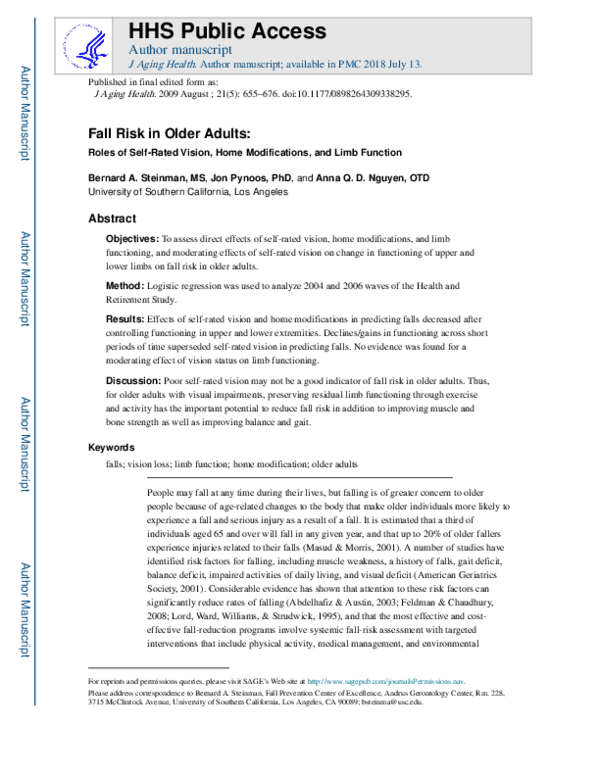 (PDF) Fall Risk in Older Adults