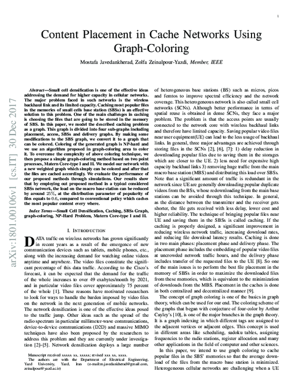 (PDF) Content Placement in Cache Networks Using Graph Coloring