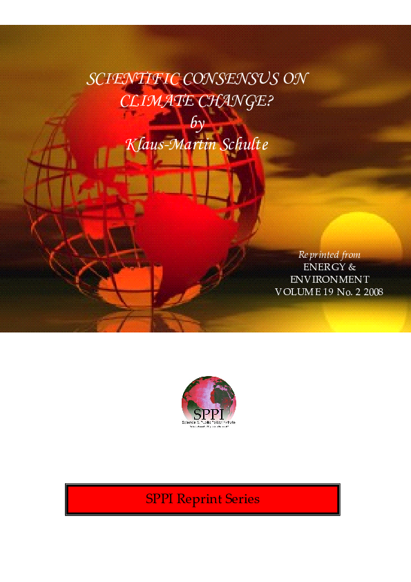 (PDF) SCIENTIFIC CONSENSUS ON CLIMATE CHANGE? SPPI Reprint Series ...