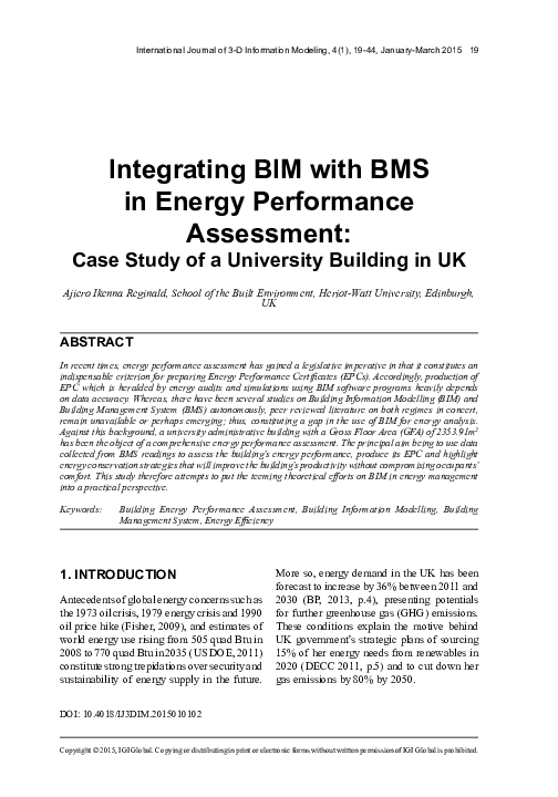 (PDF) Integrating BIM with BMS in Energy Performance Assessment: Case Study of a University ...