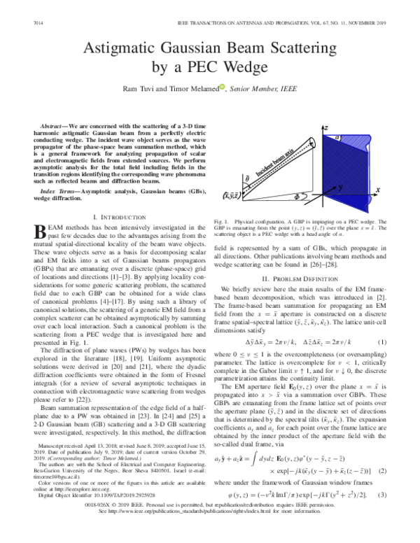 (PDF) Astigmatic Gaussian Beam Scattering by a PEC Wedge